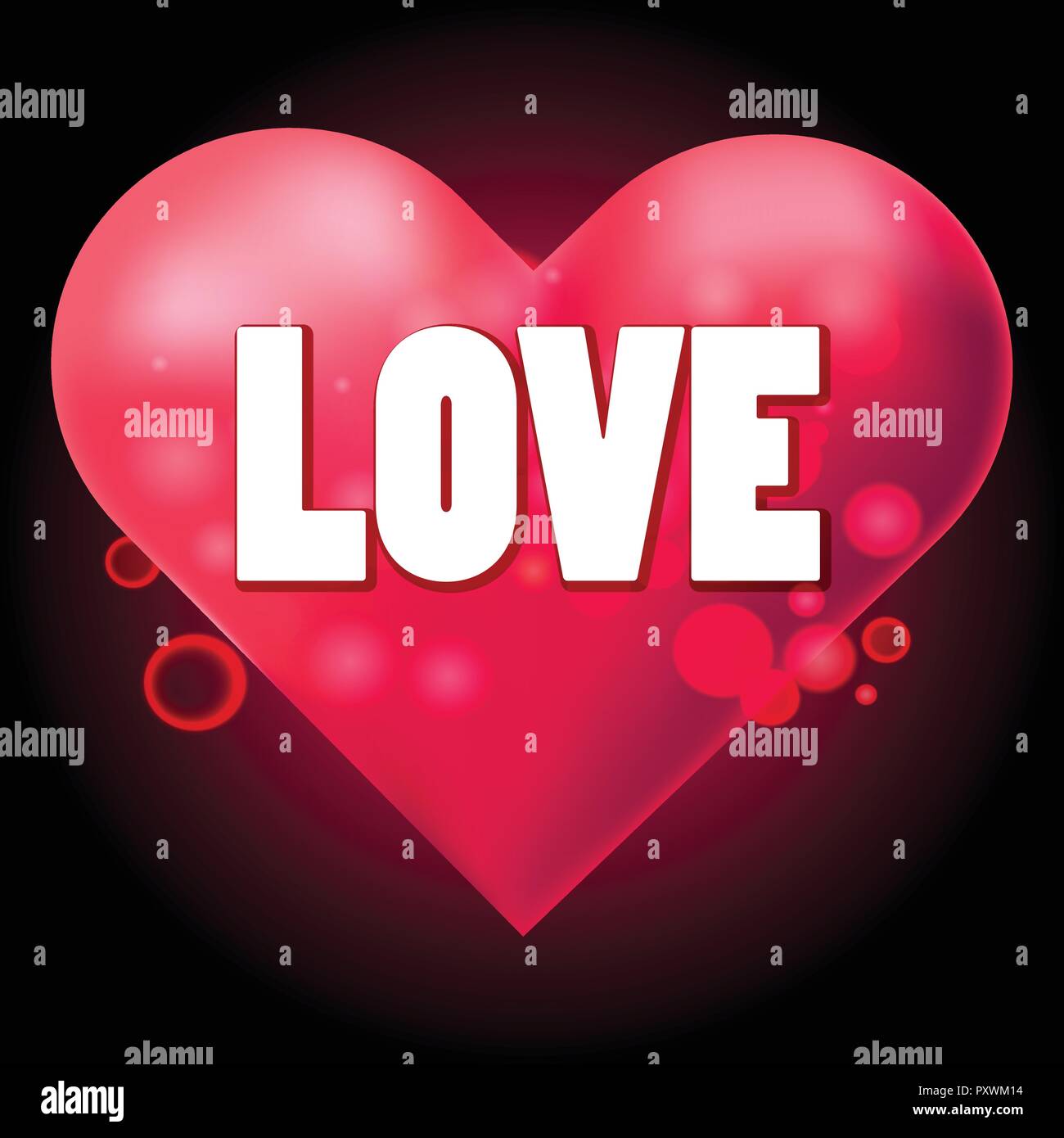 Background template with word love on red heart illustration Stock ...