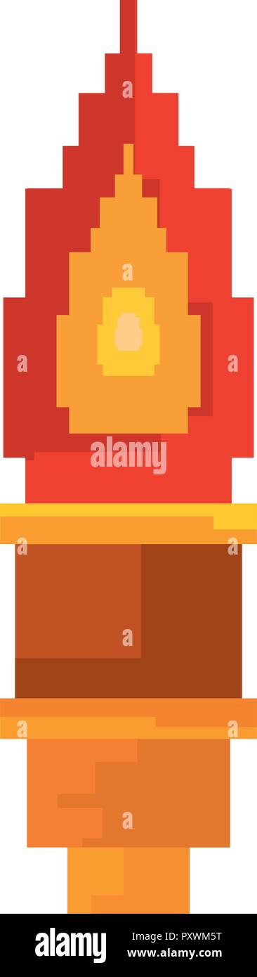 pixel video game torch flame vector illustration Stock Vector Image ...