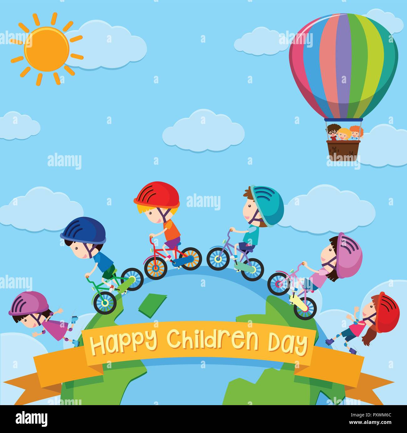 Poster design for children day with kids around the world illustration ...