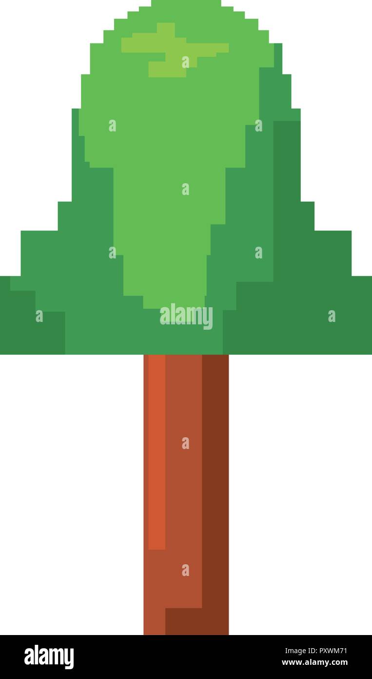 pixel video game tree plant vector illustration Stock Vector Image ...