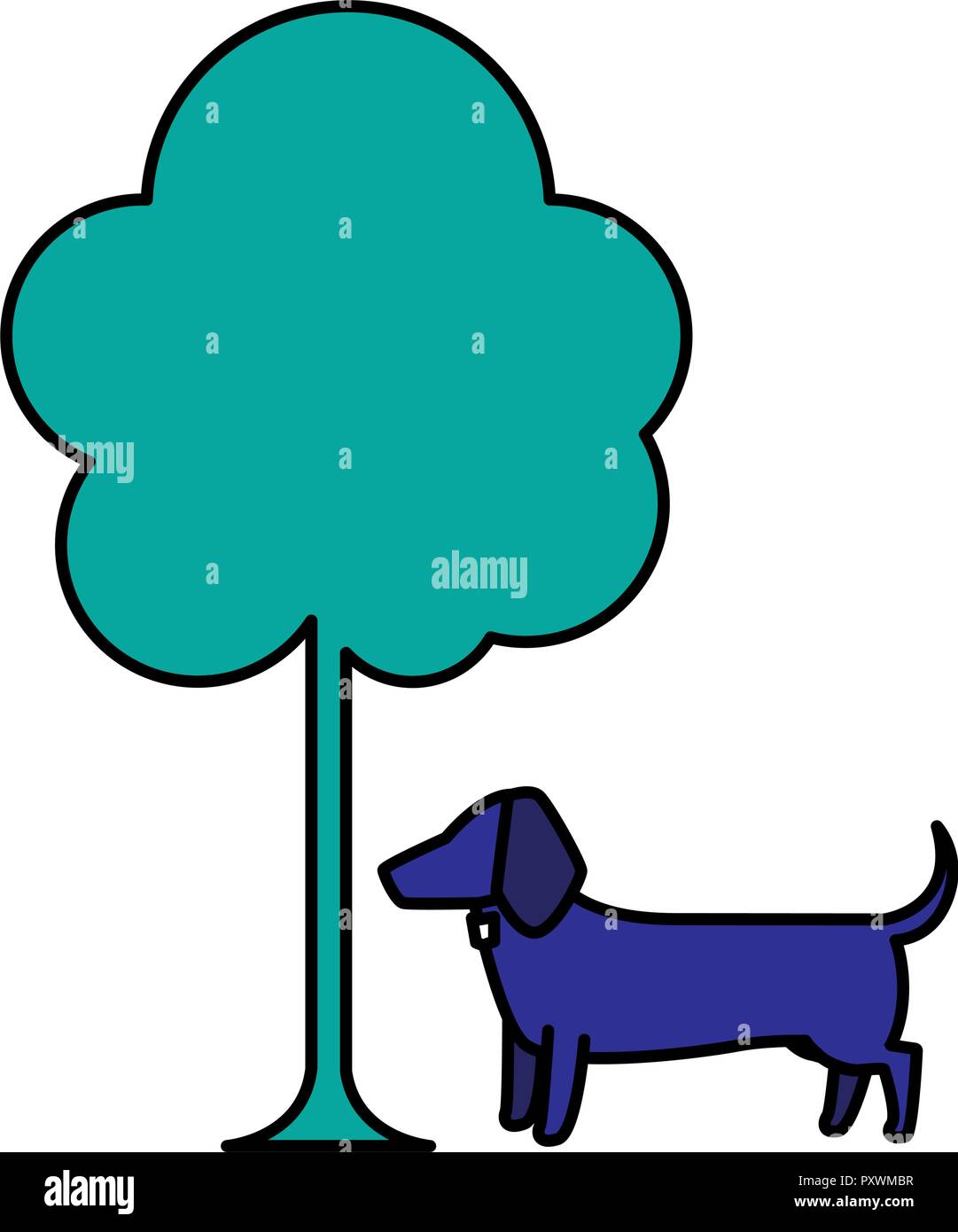 dog and tree over white background, vector illustration Stock Vector ...