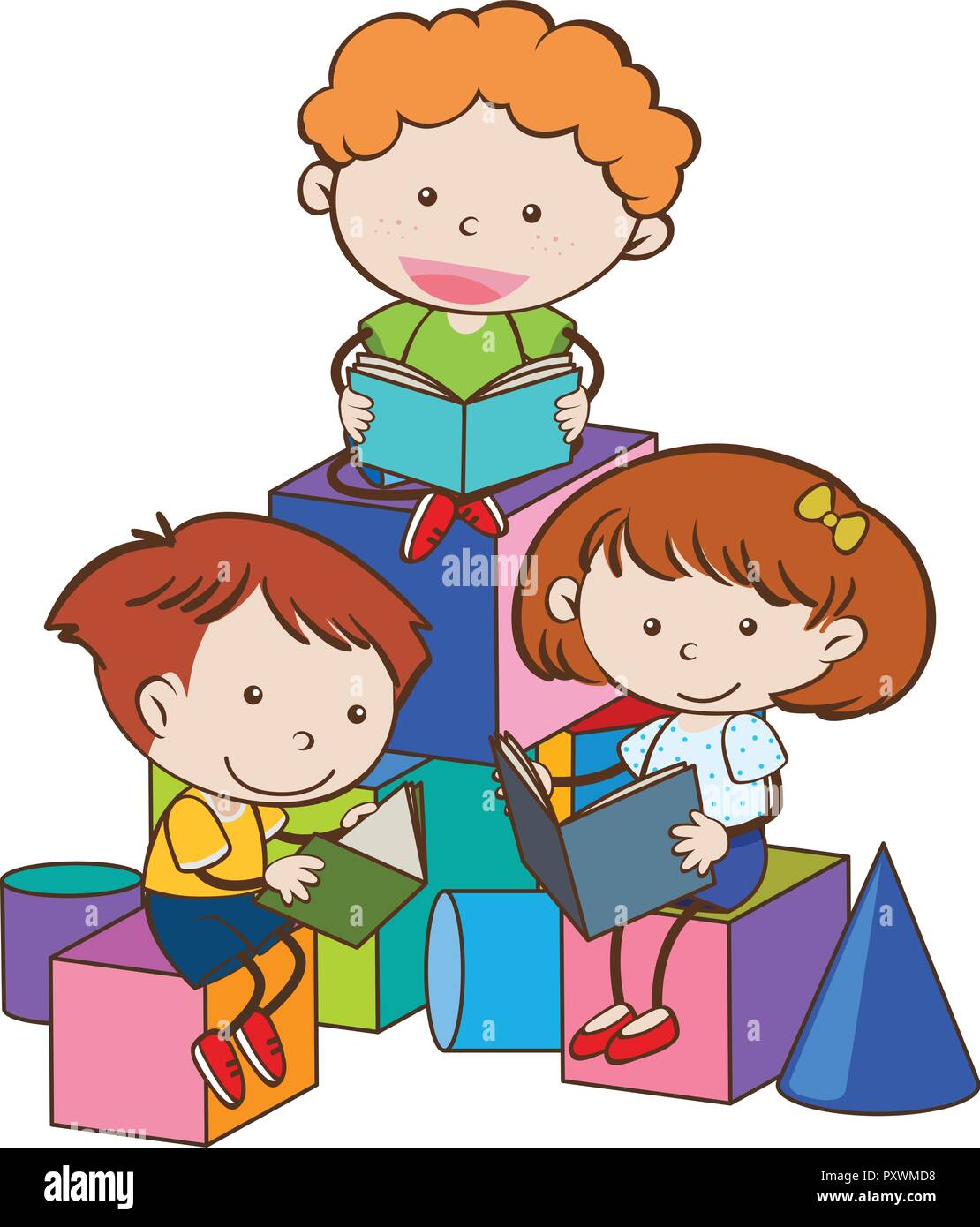 With her three children Stock Vector Images - Alamy