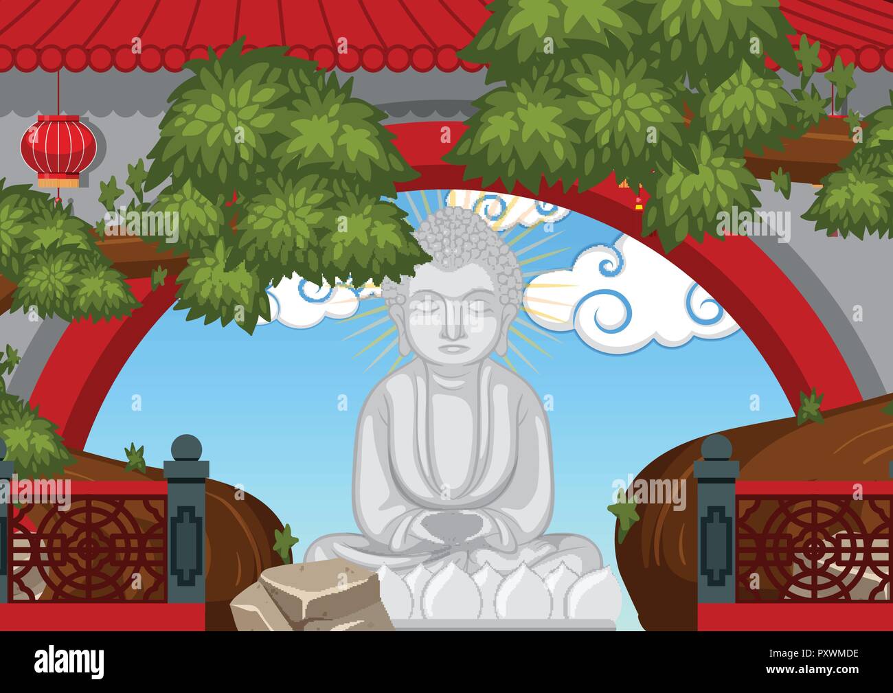 Garden statue, illustration Stock Vector Images - Alamy