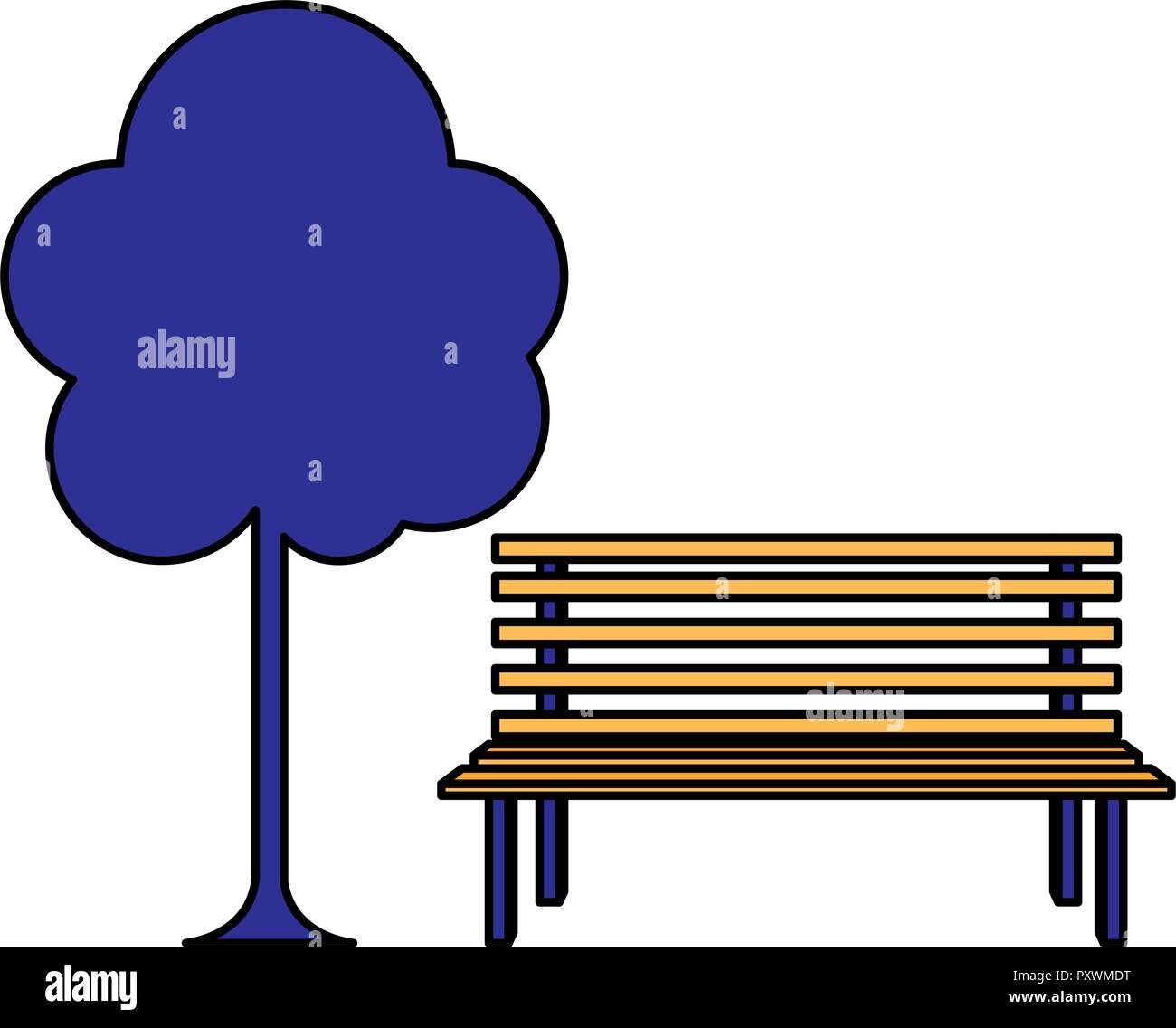 tree and park bench icon over white background, vector illustration ...
