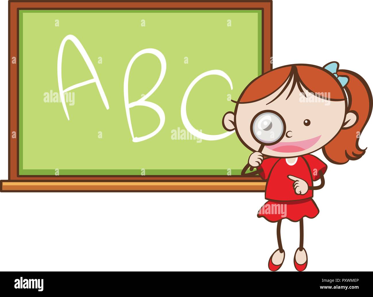A Doodle Girls with School Board illustration Stock Vector Image & Art ...