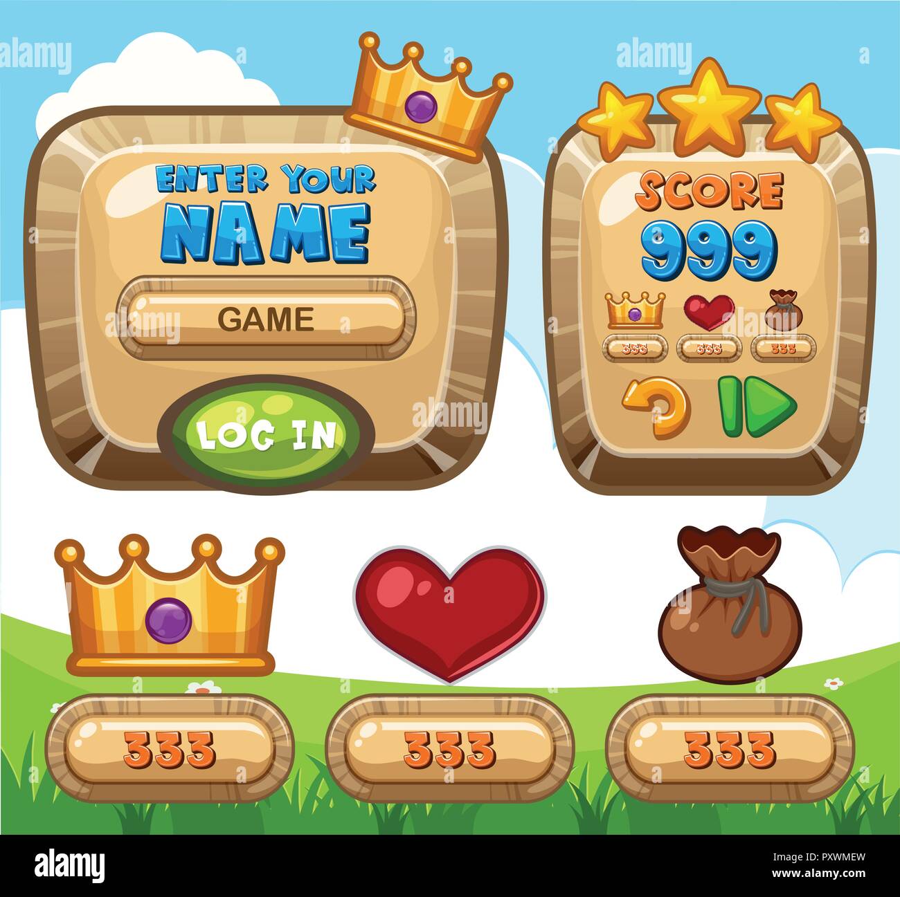 Game template with name and score bars illustration Stock Vector Image ...