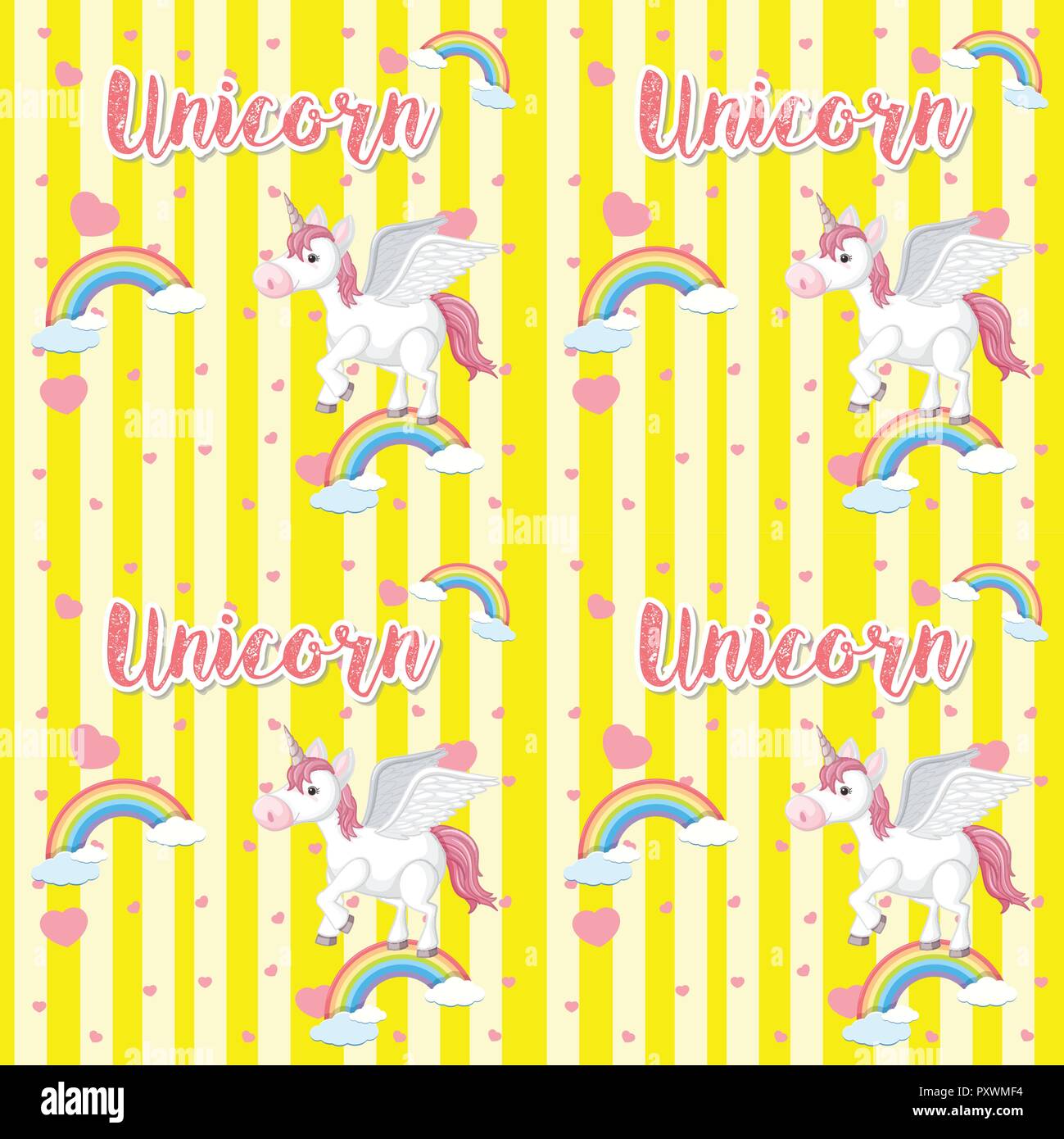 Seamless background with unicorn and rainbow illustration Stock Vector ...