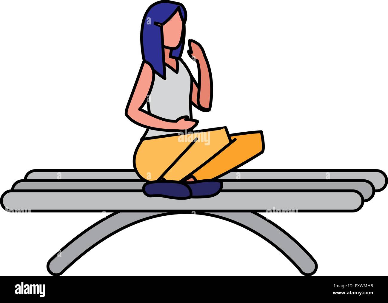 woman sitting on bench icon over white background, vector illustration ...