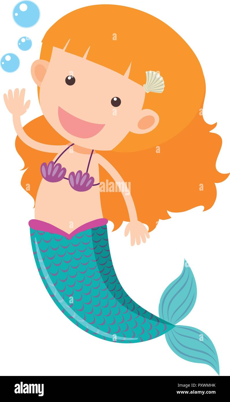 Cute mermaid waving hand illustration Stock Vector Image & Art - Alamy