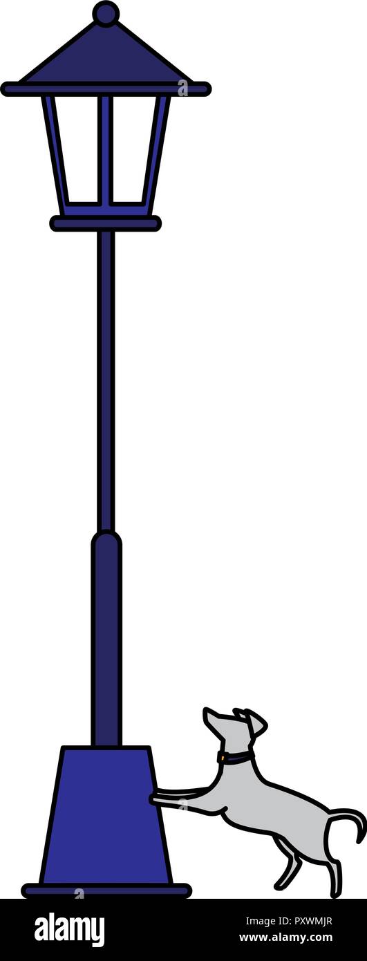 dog and street light icon over white background, vector illustration ...