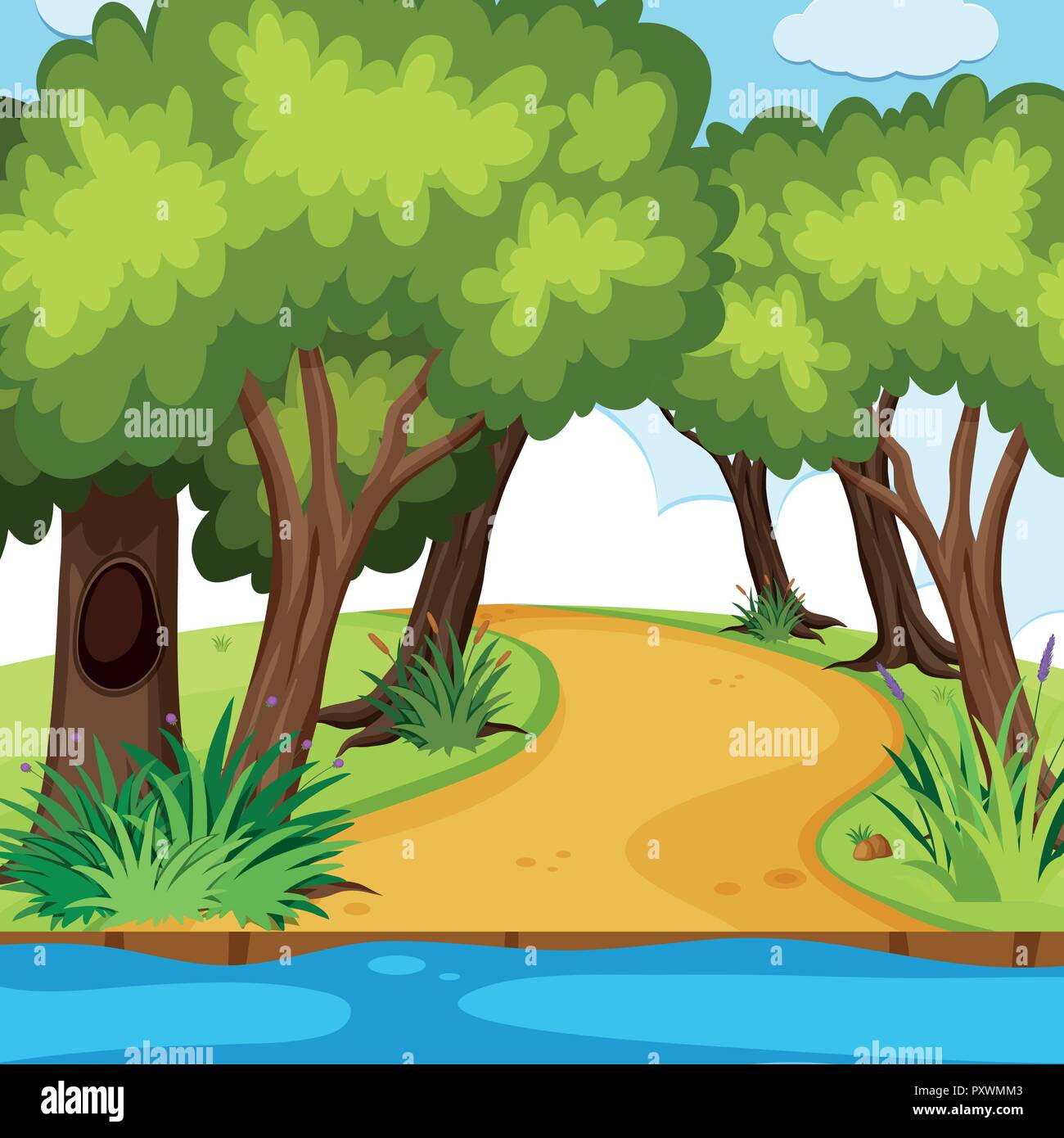 Nature scene river road Stock Vector Images - Alamy