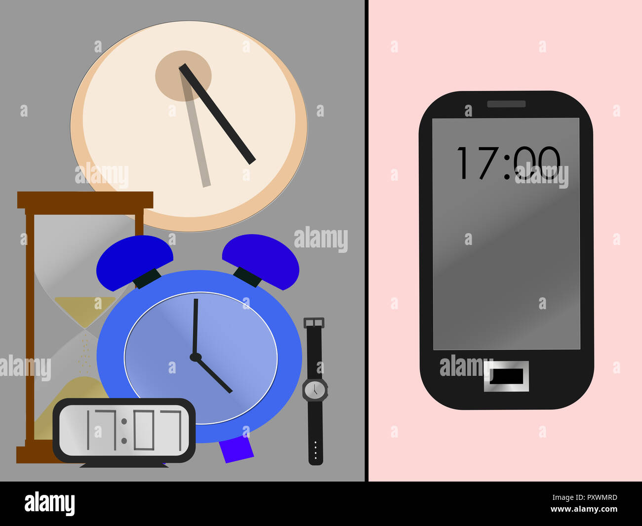 Timepiece and clock: in the past and today Stock Photo - Alamy