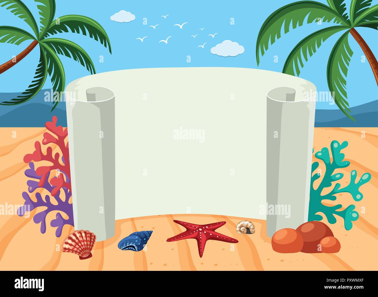 Banner template with beach background illustration Stock Vector Image ...