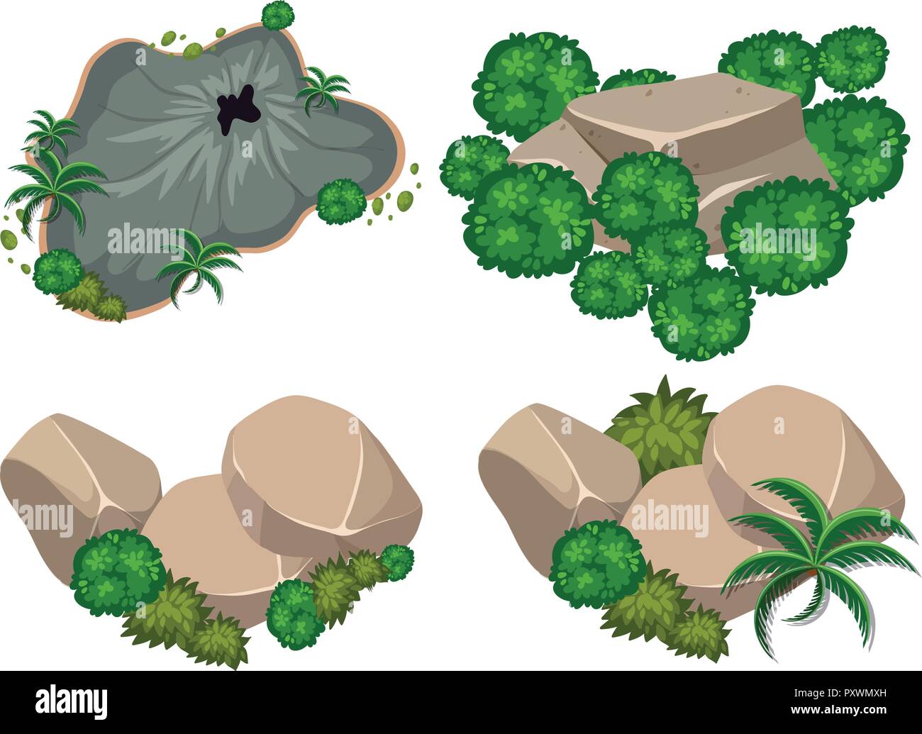 Rocks and volcano on white background illustration Stock Vector Image ...
