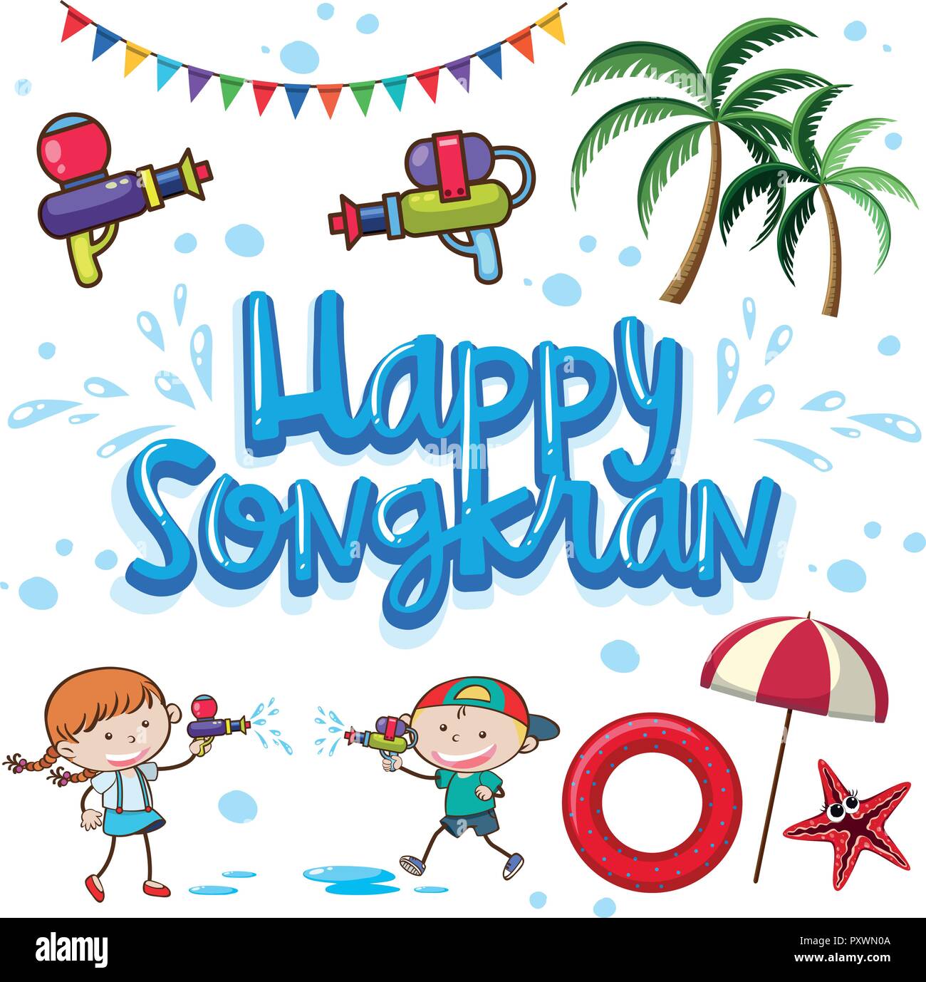 Happy Songkran Holiday Summer Festival illustration Stock Vector Image ...