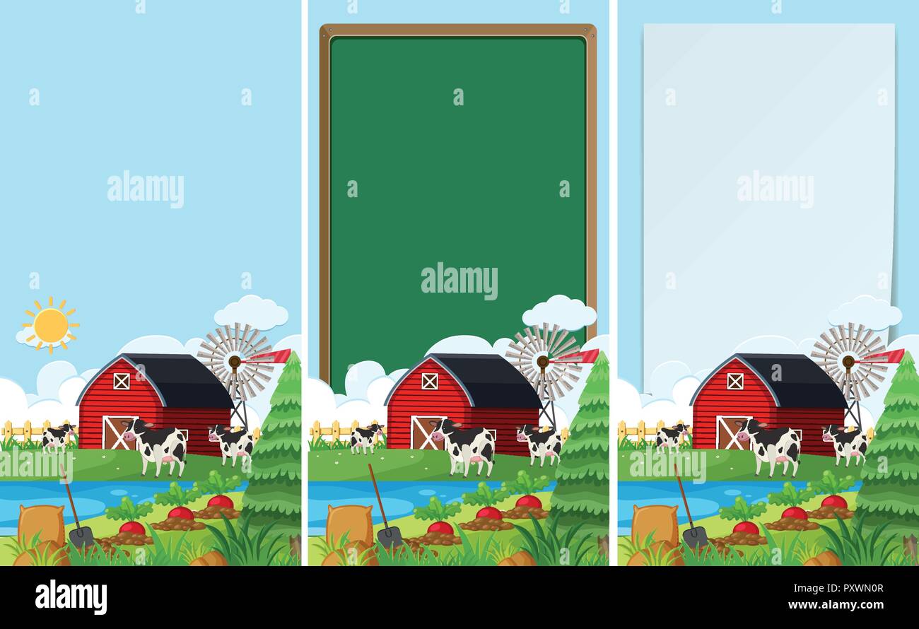 Background templates with farm scene illustration Stock Vector Image ...