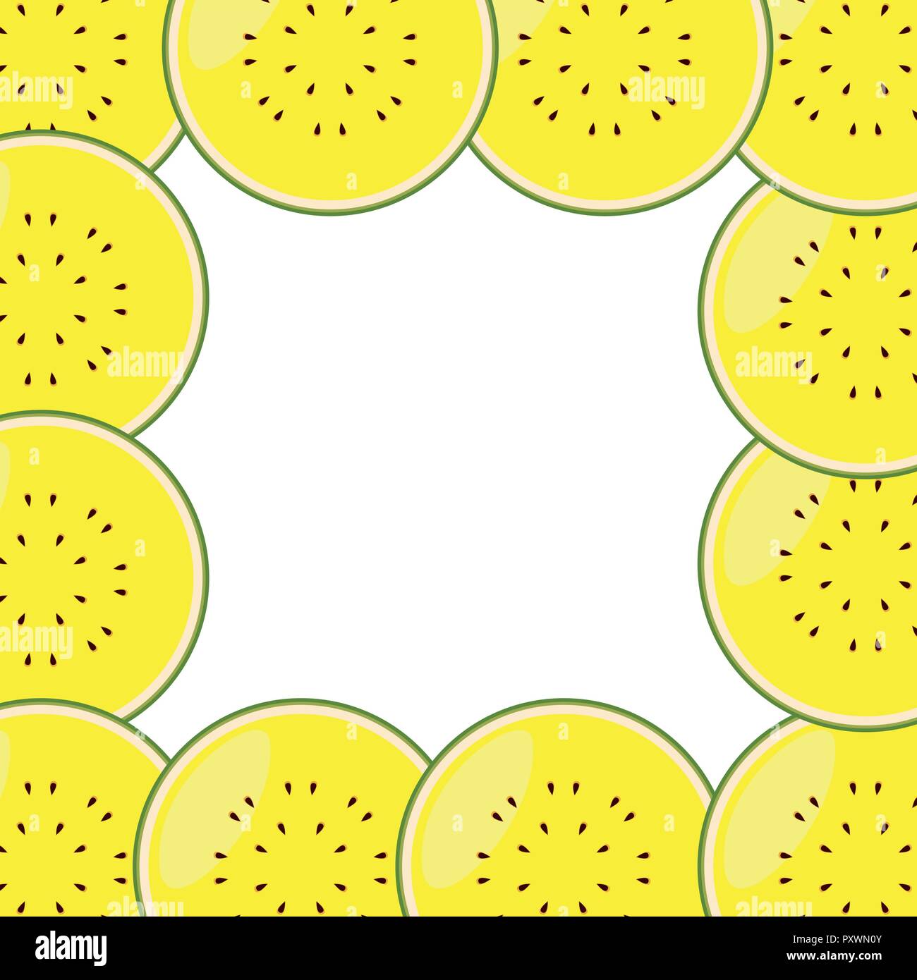 Border template with yellow watermelon illustration Stock Vector Image ...