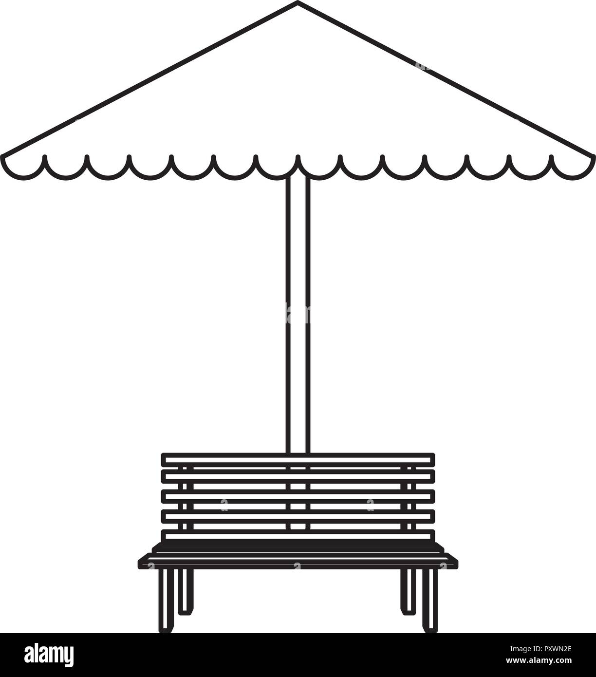 parasol and park bench icon over white background, vector illustration ...