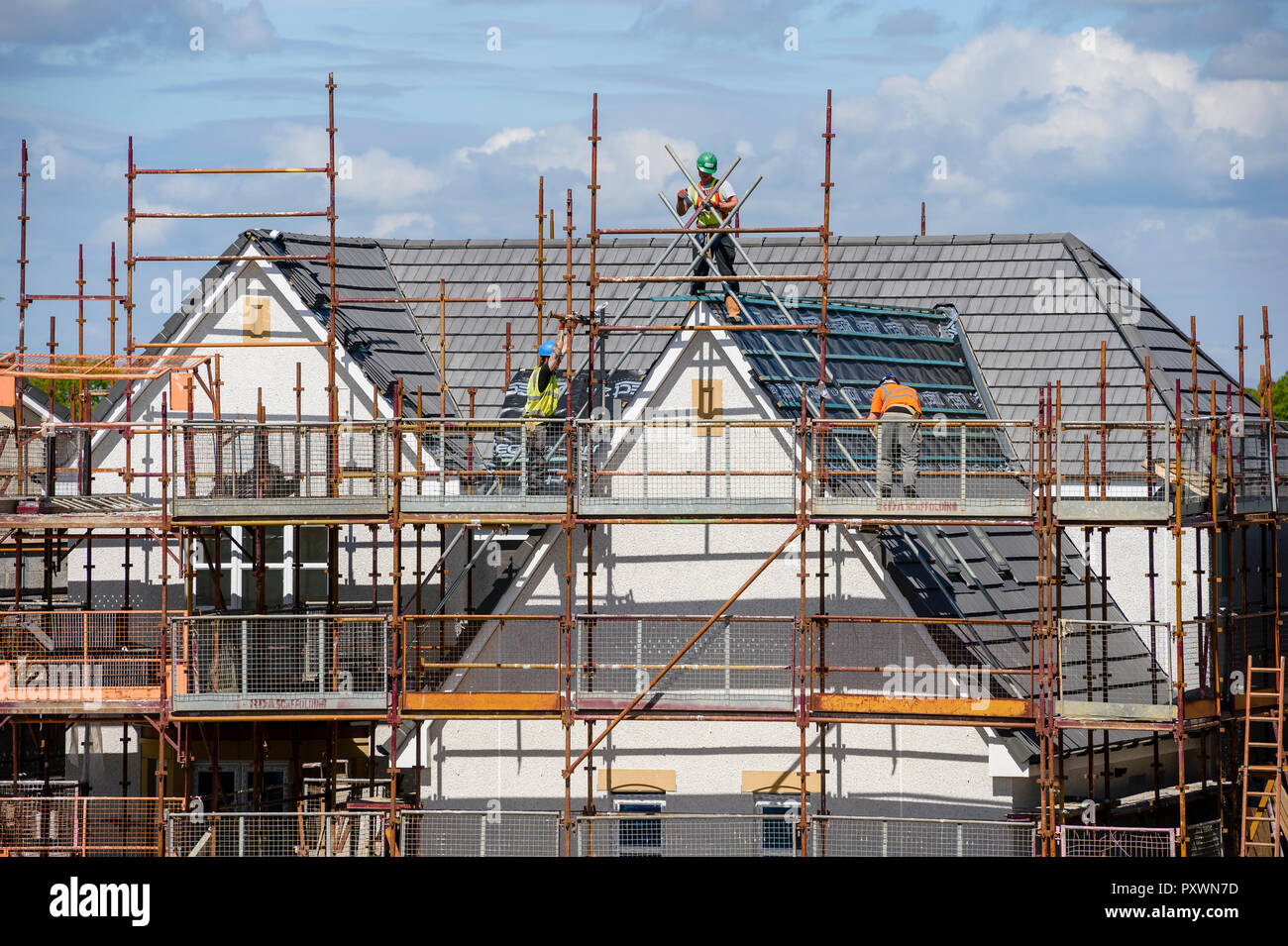 Building and construction work at a new housing development Stock Photo ...