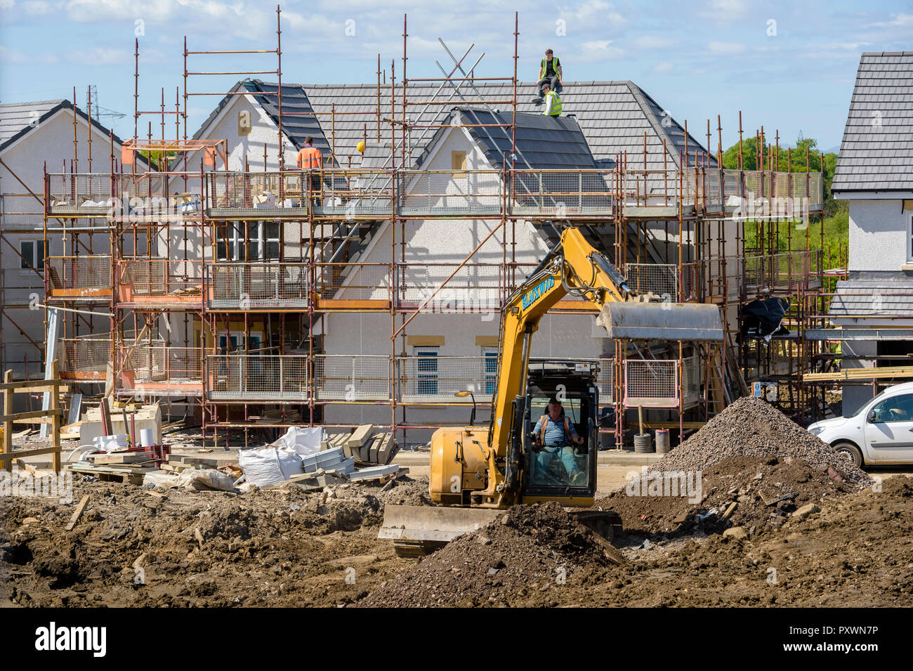 Building and construction work at a new housing development Stock Photo ...