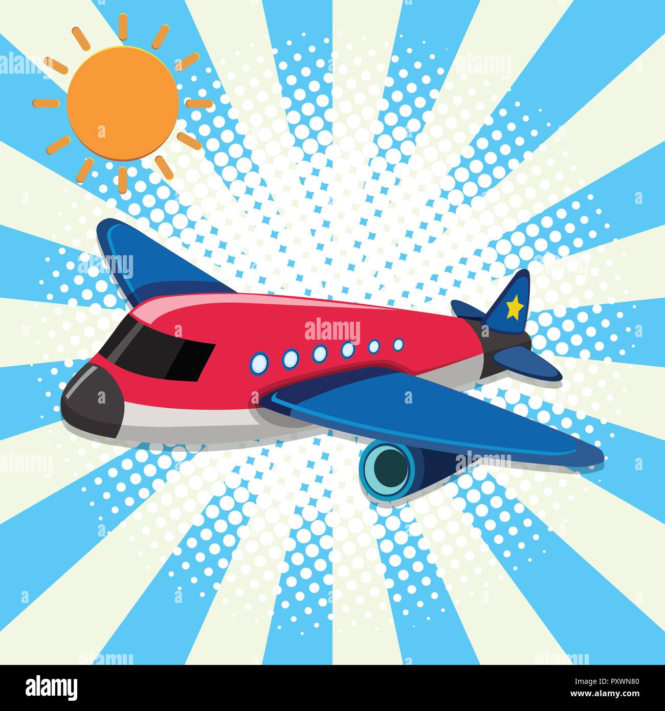 Red airplane flying in sky illustration Stock Vector Image & Art - Alamy