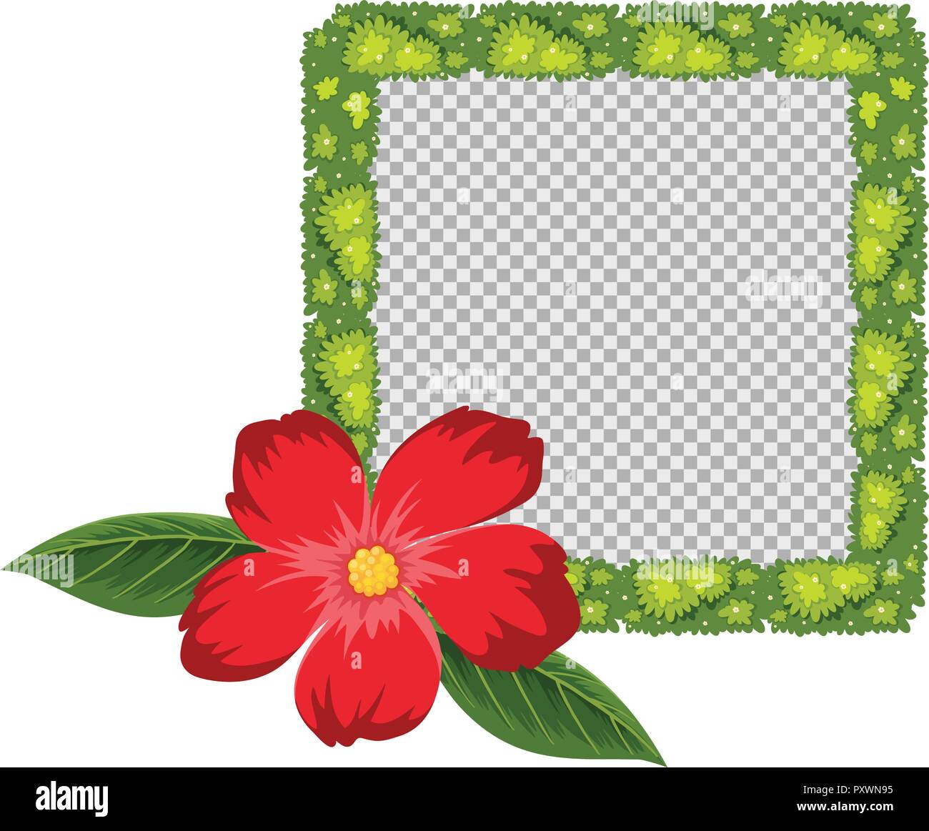 Plant frame design with red flower illustration Stock Vector Image ...