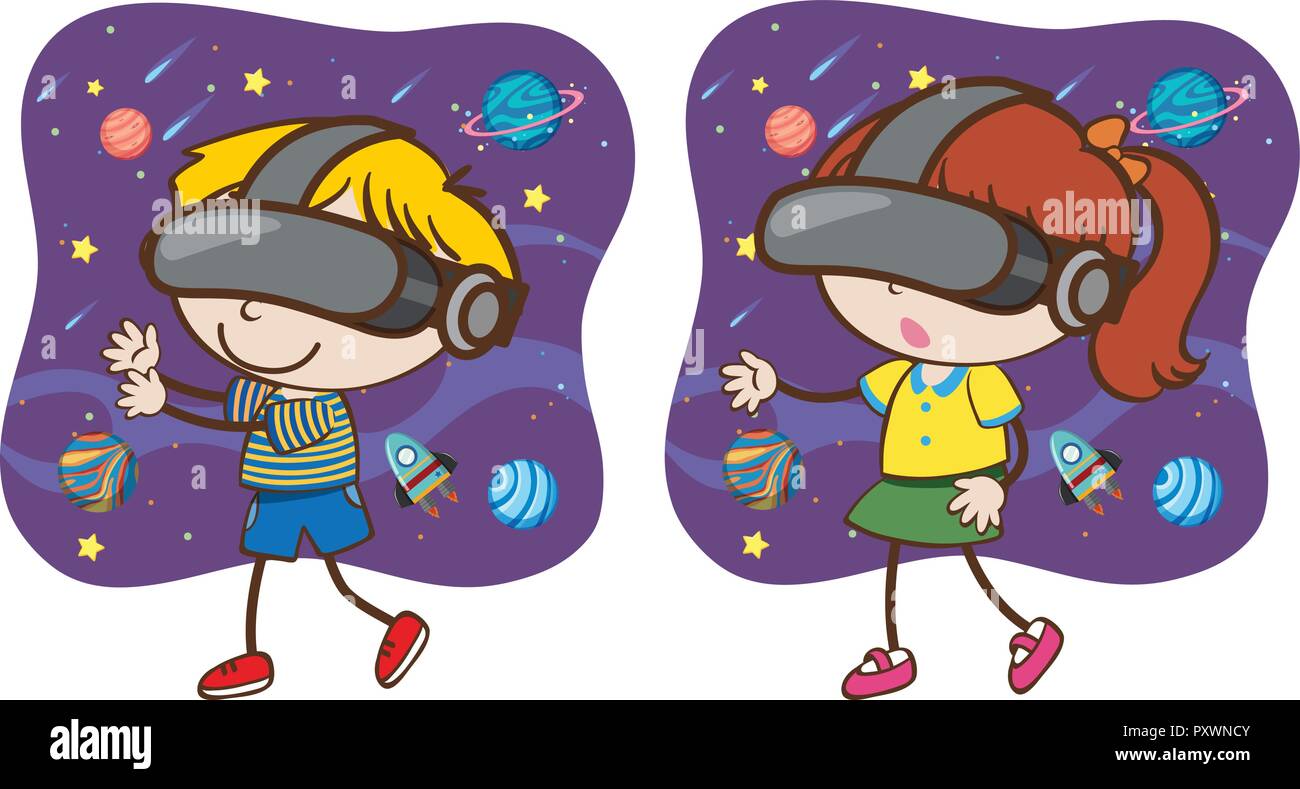 Virtual reality kids Stock Vector Images - Alamy