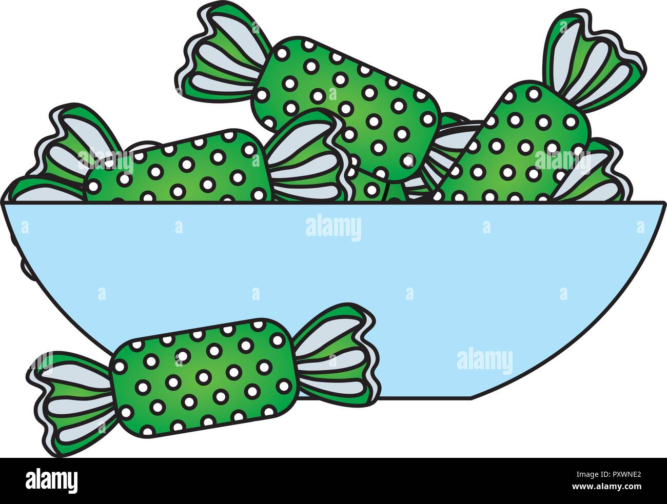 glass bowl with sweet candies confectionery vector illustration Stock ...