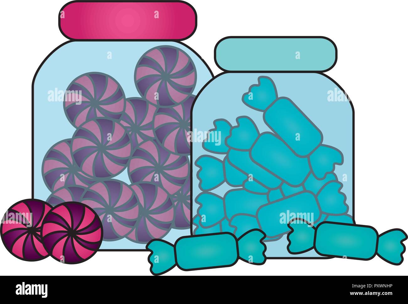 glass jars sweet candies confectionery vector illustration Stock Vector ...