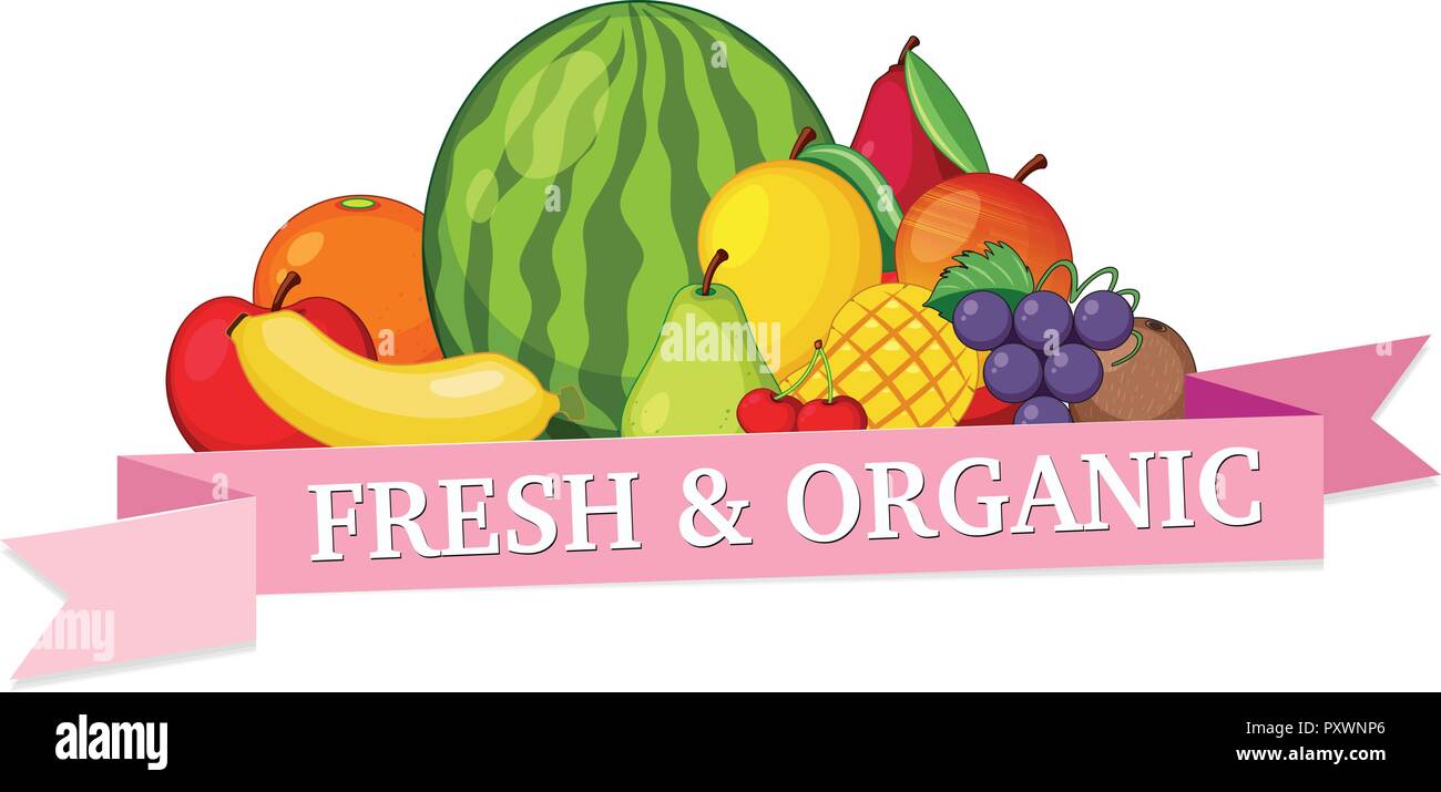 Logo design for fresh and organic fruits illustration Stock Vector ...