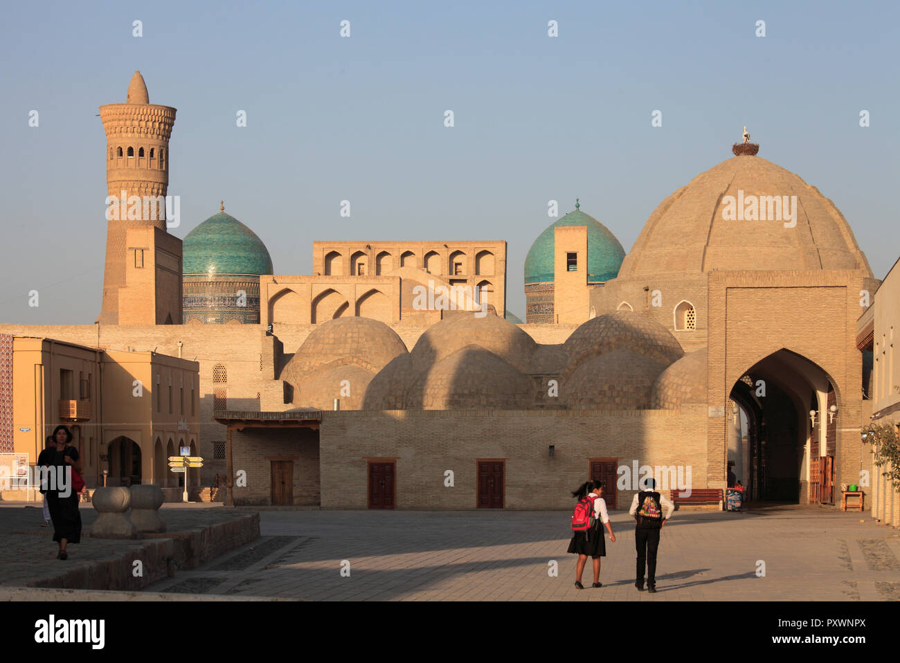 Uzbekistan; Bukhara; skyline, Kalon Minaret, Toki Zaragon, bazaar, domes Stock Photo - Alamy