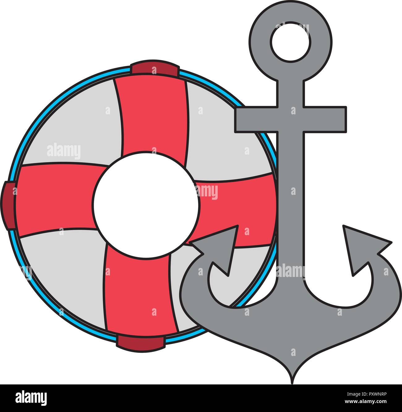 anchor and lifebuoy equipment nautical vector illustration image Stock ...