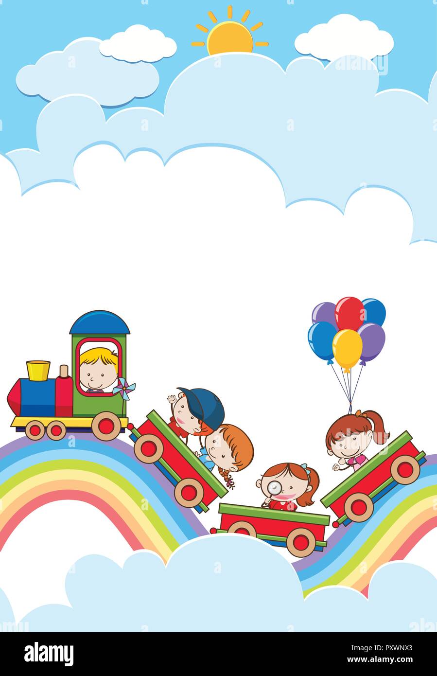A Train on a Rainbow Trip illustration Stock Vector Image & Art - Alamy