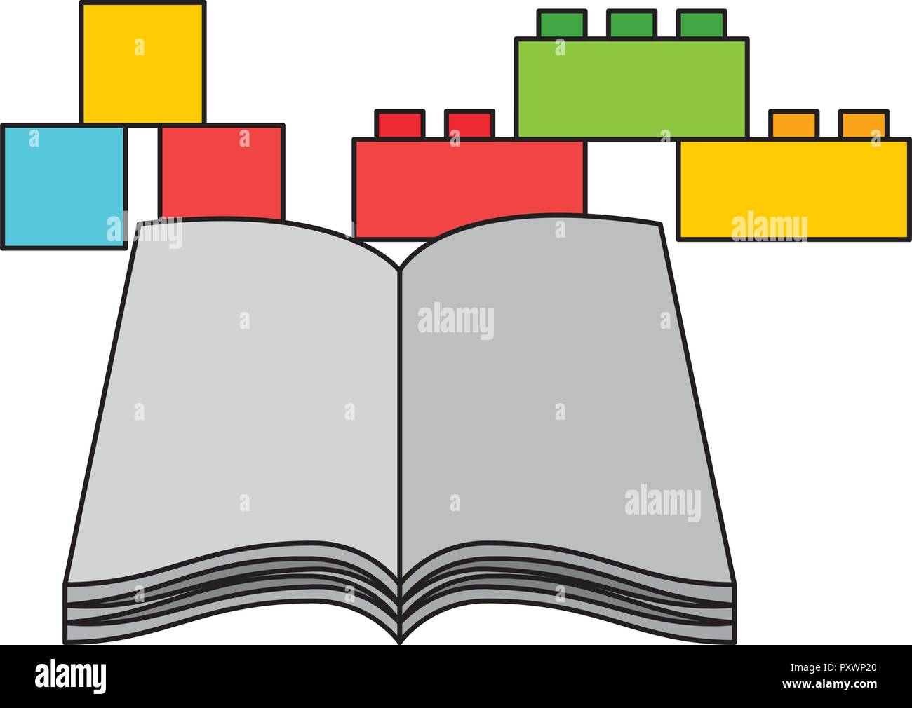open book cube and blocks kid toys vector illustration Stock Vector ...