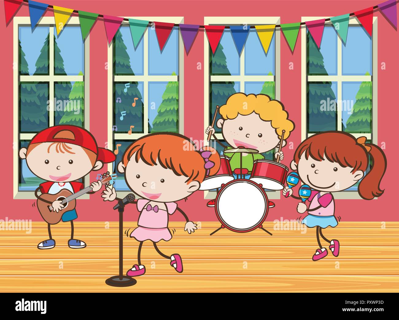 Boy in band Stock Vector Images - Alamy