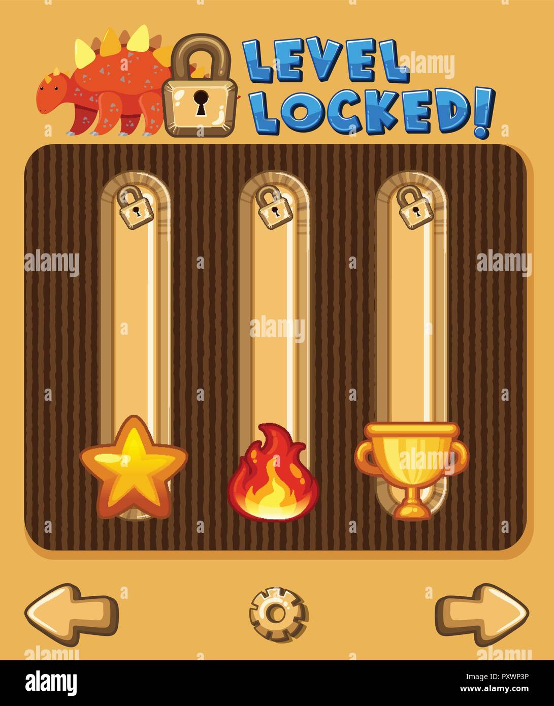 Game design for level locked with dinosaur illustration Stock Vector ...