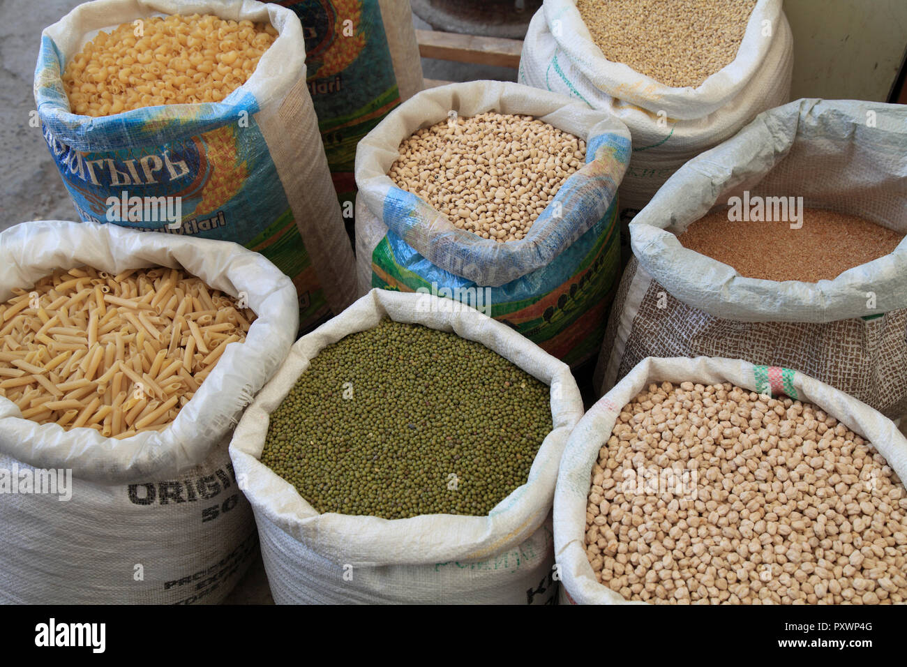 Uzbekistan; Bukhara; market, food, grains, pasta Stock Photo - Alamy
