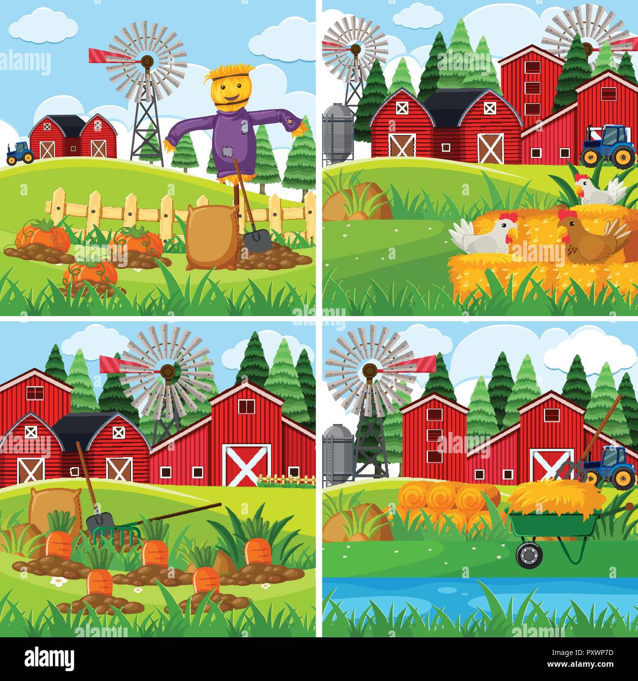 Fresh vegetables in the farms illustration Stock Vector Image & Art - Alamy