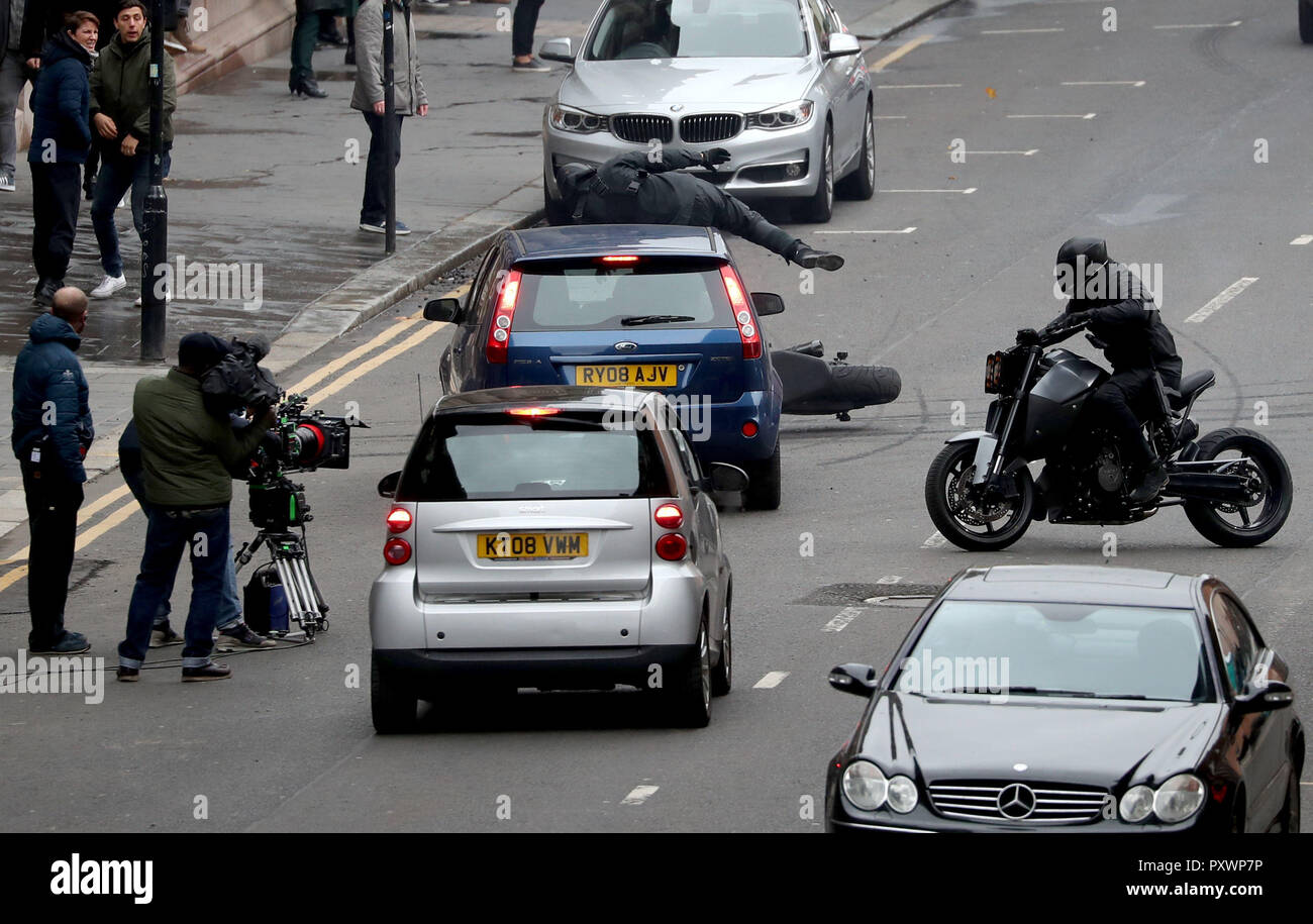 Filming for a car chase scene involving a McLaren sports car and ...