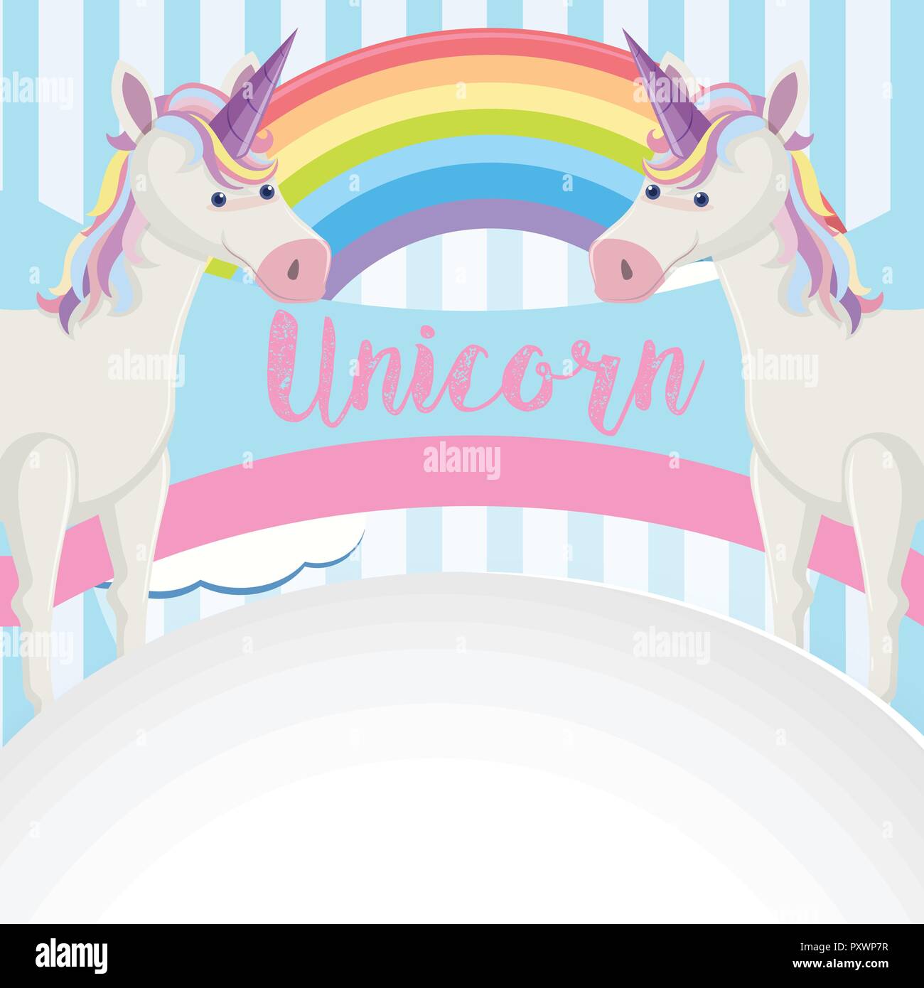 Poster design with unicorns and rainbow illustration Stock Vector Image ...