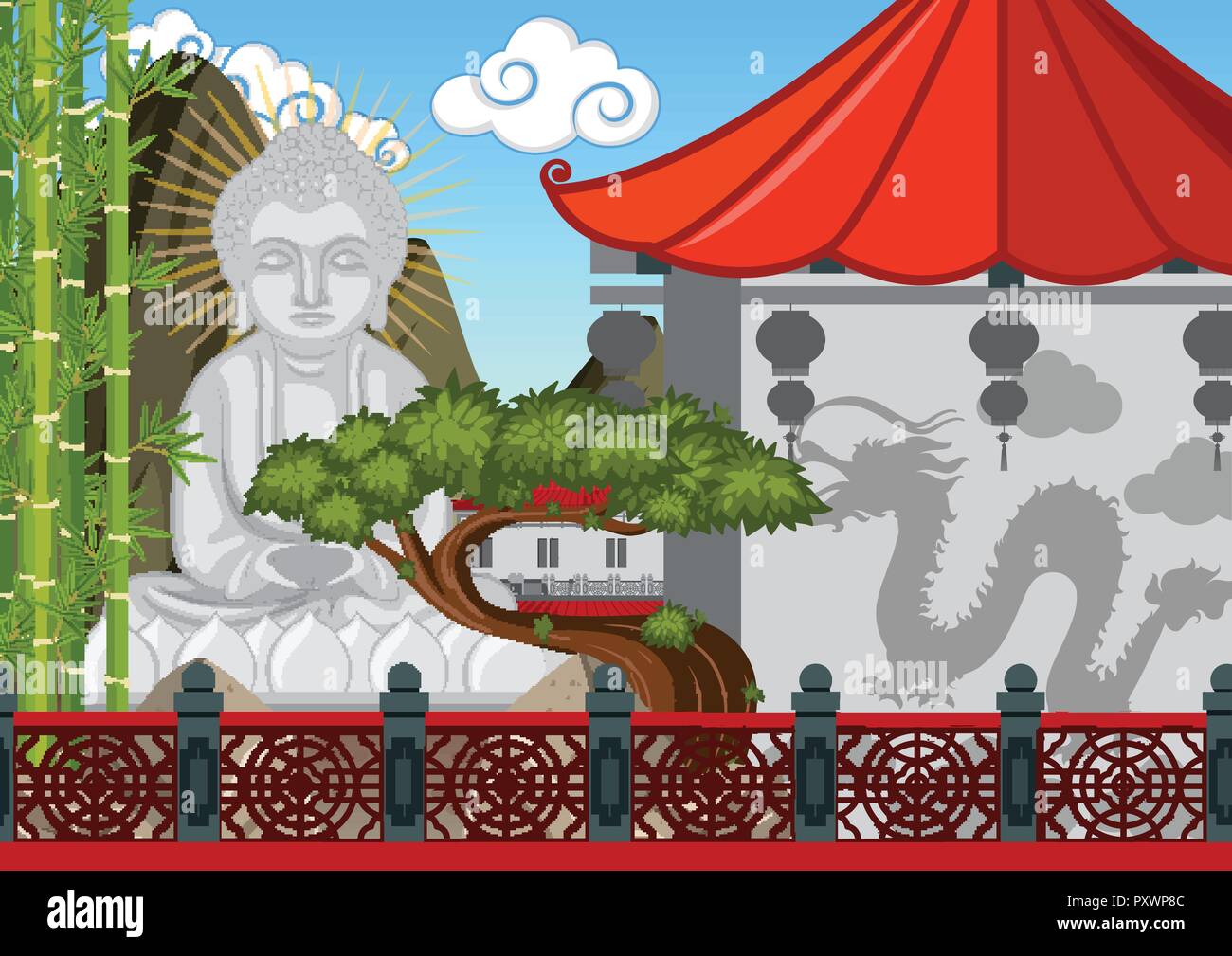 Buddha figure in chinese temple illustration Stock Vector Image & Art ...