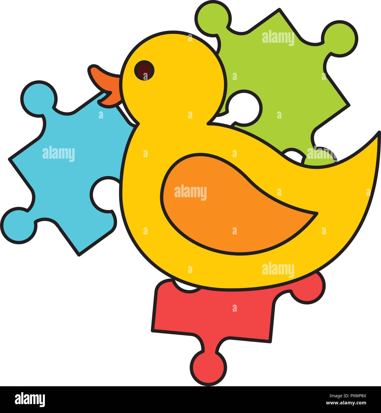 rubber duck pieces puzzles kid toys vector illustration Stock Vector ...