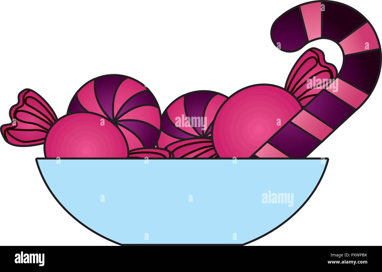 glass bowl with sweet candies confectionery vector illustration Stock ...
