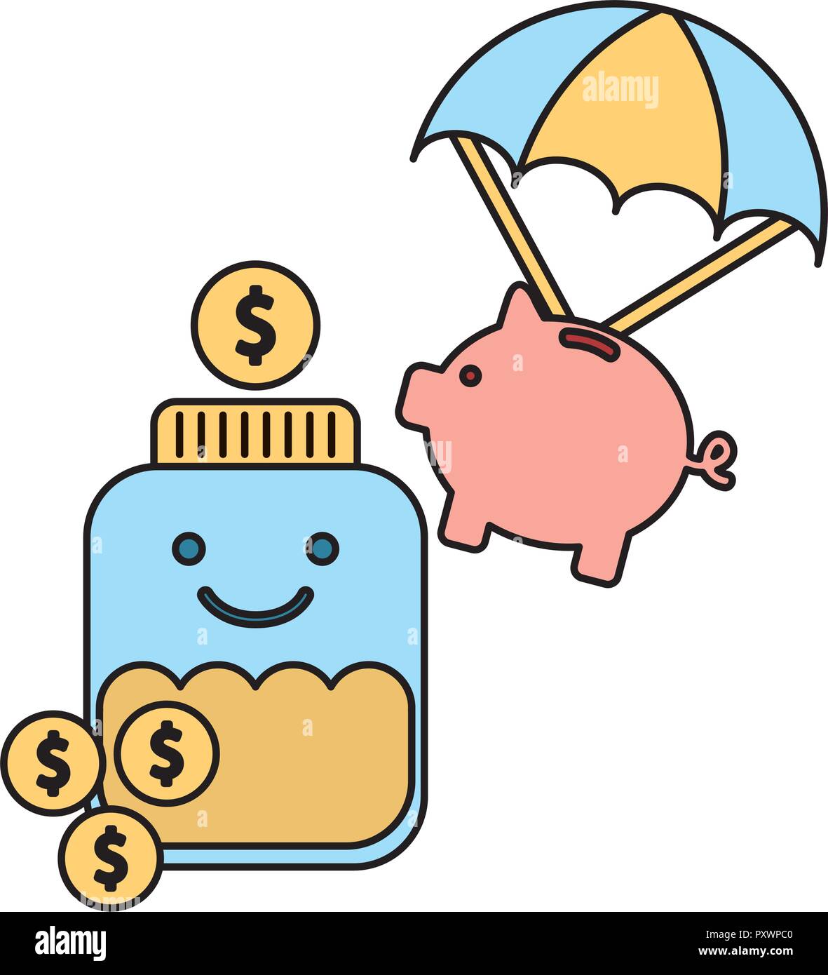 glass jar piggy bank charity and donate vector illustration Stock ...
