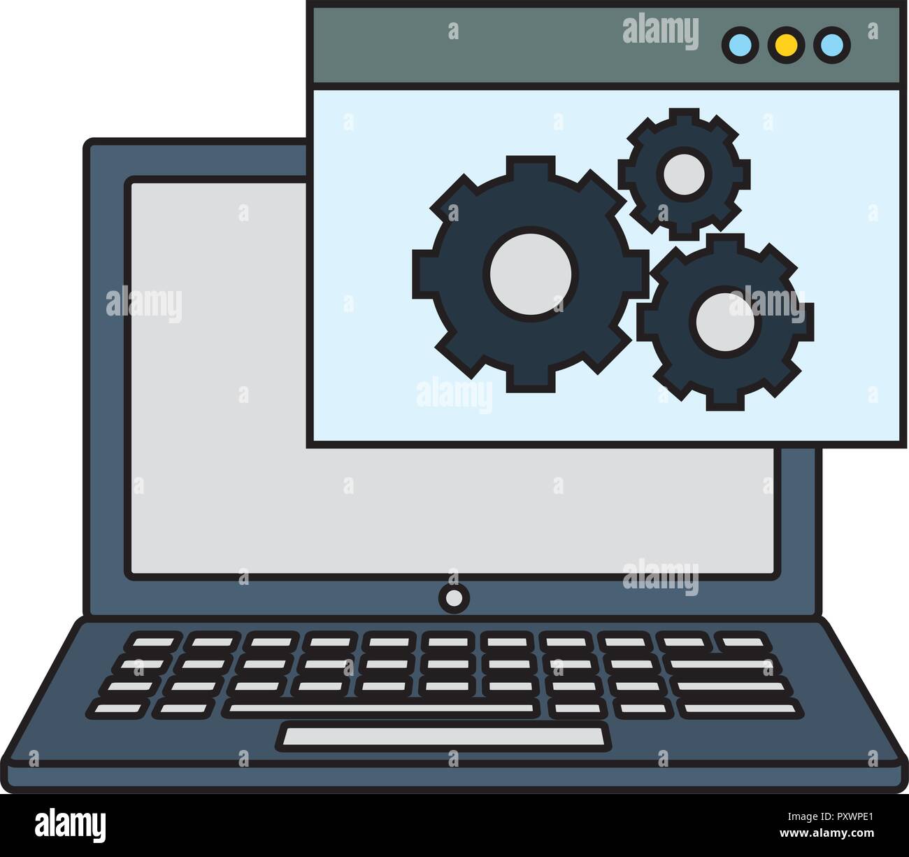 laptop computer website gears work vector illustration Stock Vector ...