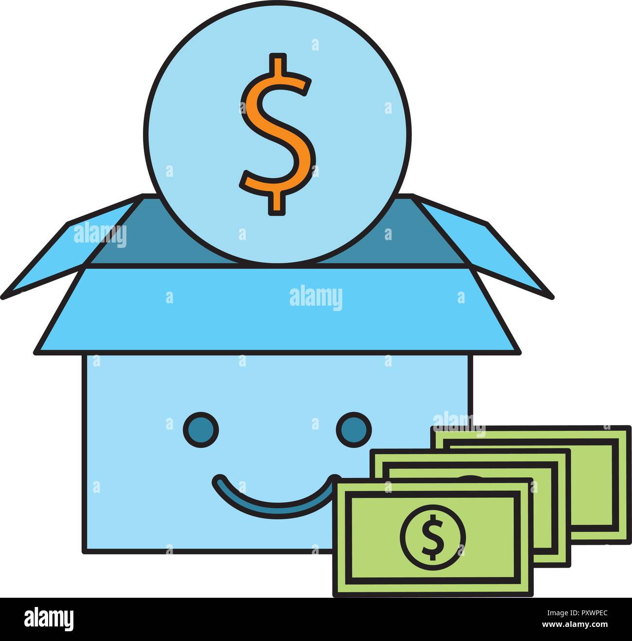 cartoon box money charity and donate vector illustration Stock Vector ...