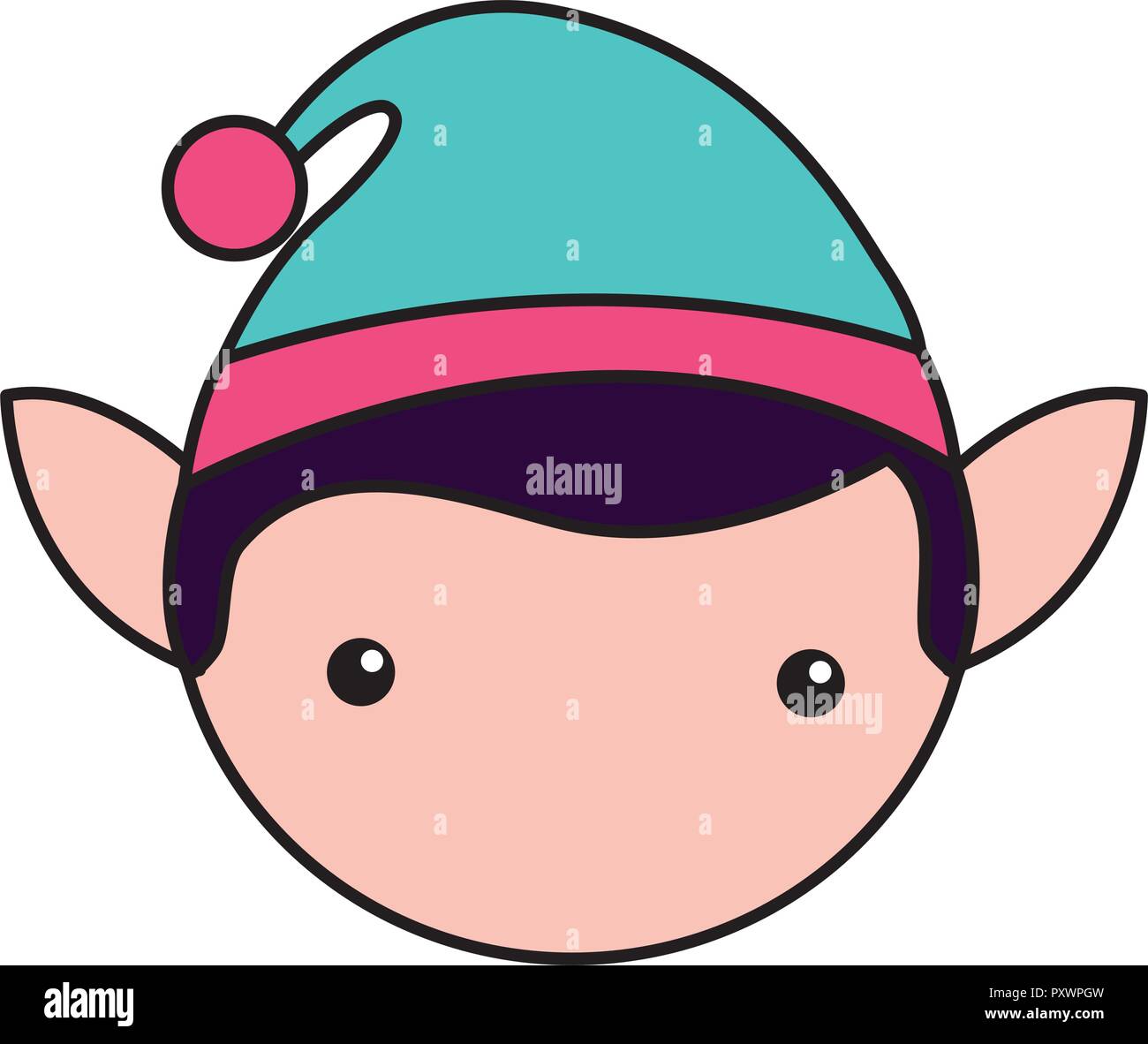 merry christmas cute elf face vector illustration Stock Vector Image ...