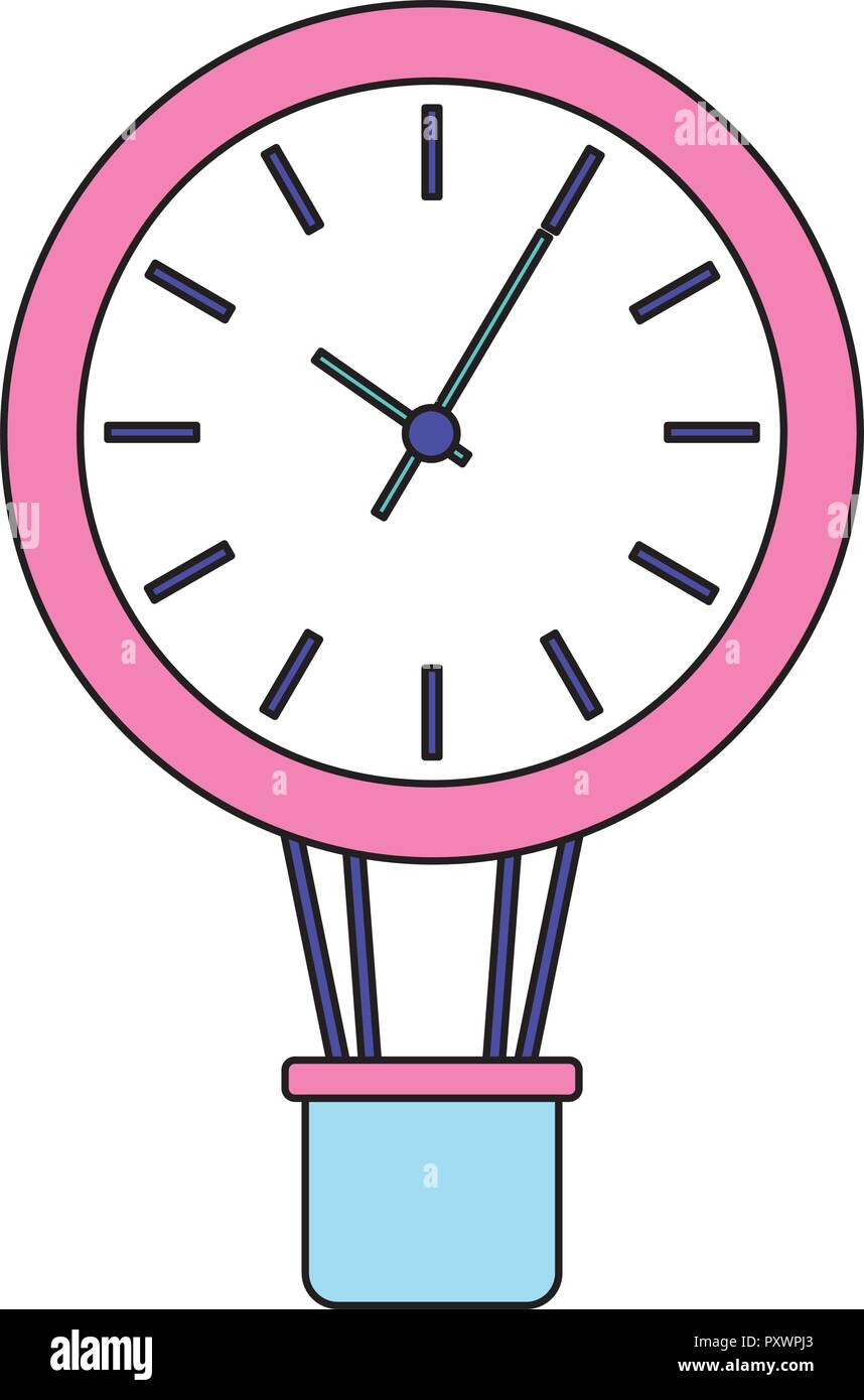 business clock in air balloon basket vector illustration Stock Vector ...