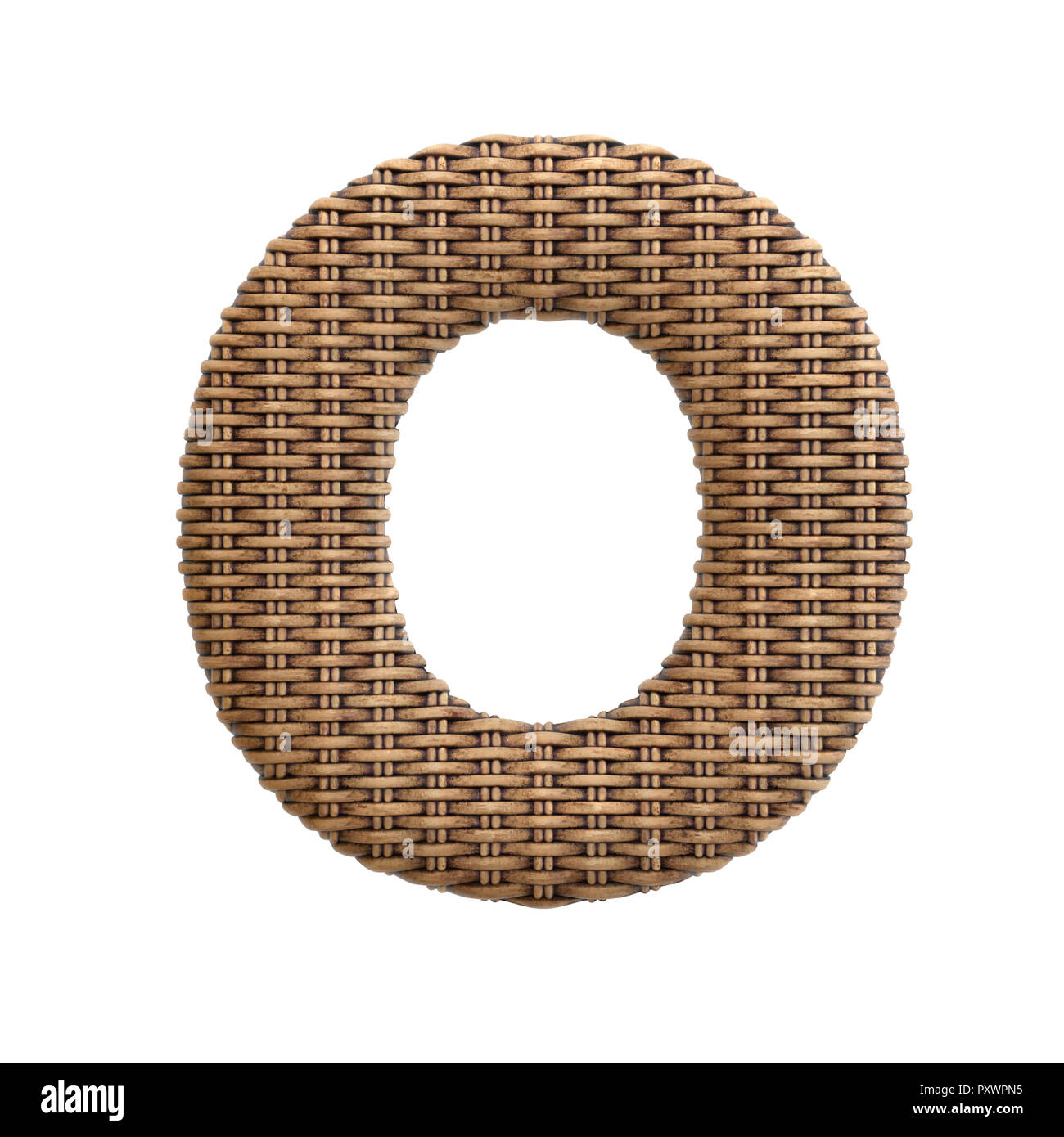 Wicker letter O. Upper-case 3d rattan font isolated on white background ...