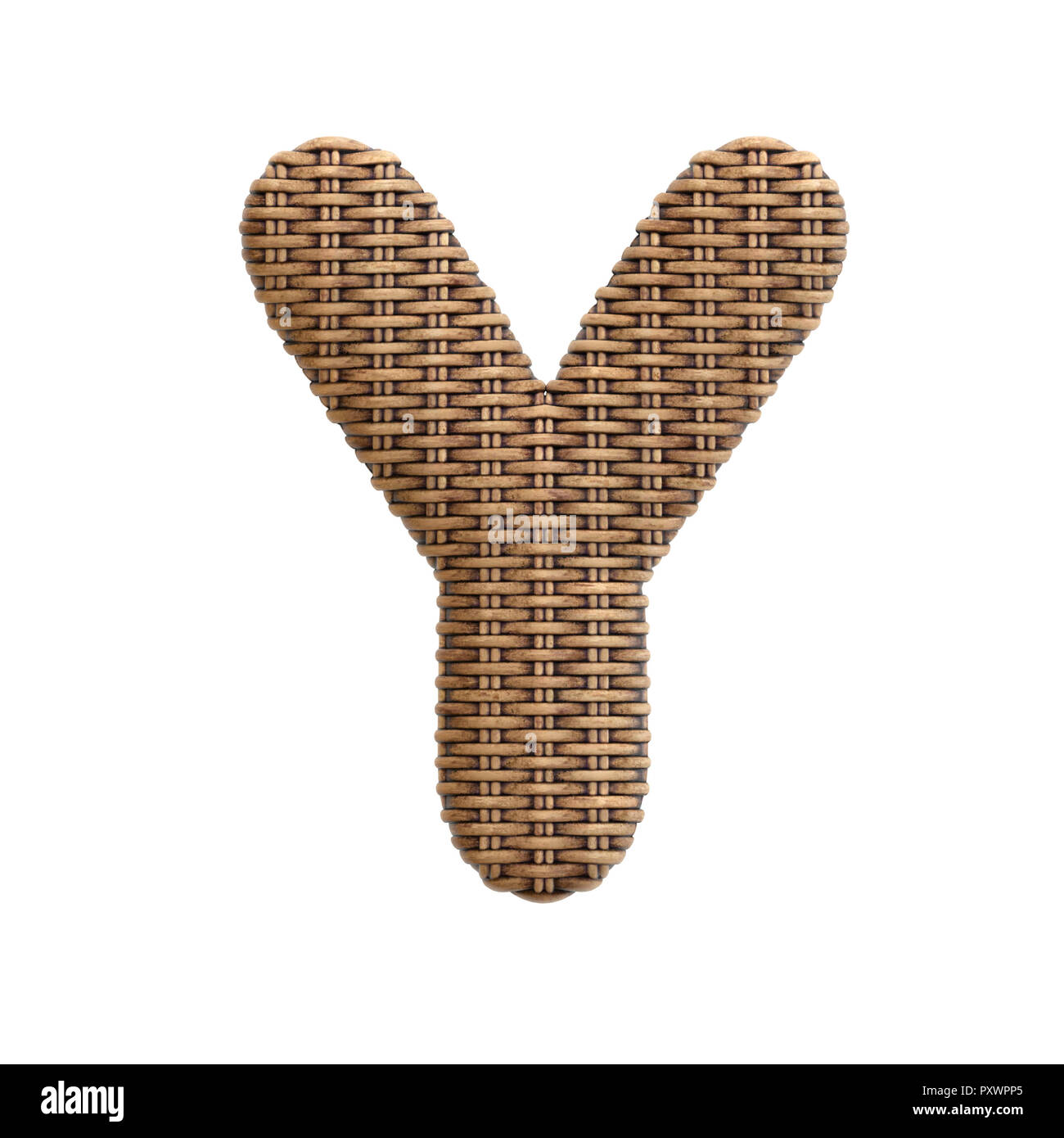 Wicker letter Y. Upper-case 3d rattan font isolated on white background ...